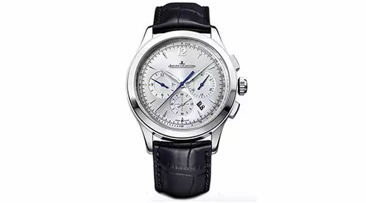 Сребърен часовник Jaeger-LeCoultre Master Chronograph с черна кожена каишка