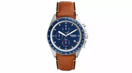 Blue Fossil Sport 54 Chronograph laikrodis su rudu odiniu dirželiu