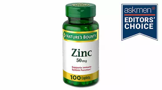 Nature's Bounty Zinc karama 50 mg nwere baajị Nhọrọ Editọ AskMen n'akụkụ aka nri elu.