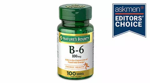 Vitamin B6 site na karama Nature's Bounty nwere baajị Nhọrọ Editọ AskMen n'akụkụ aka nri elu.