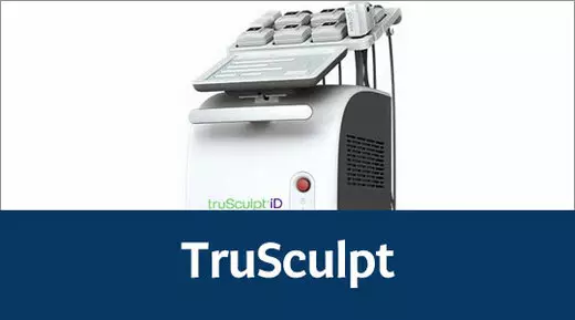 TruSculpt-machine en TruSculpt-tekst op blauwe doos