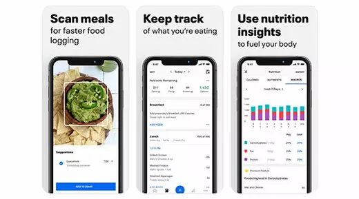 MyFitnessPal app smartphone screenshots