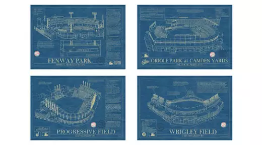 Stadion blauwdruk poster