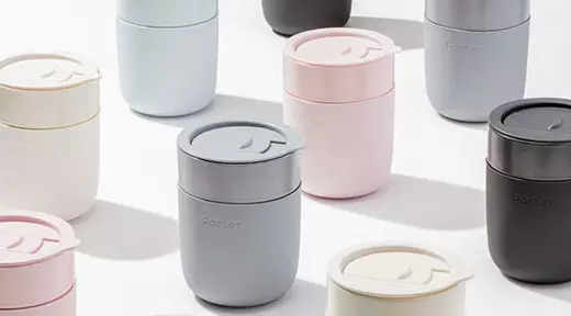 Ụdị ndụ W&P Porter Mug gbara ọtụtụ iko, acha anụnụ anụnụ, pink, ojii na agba aja aja