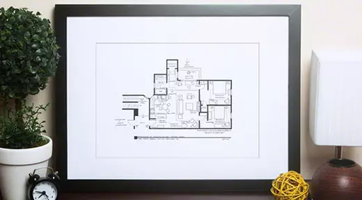 Ang floorplan sa TV Show nagbutang ug sala tapad sa tanom ug lampara