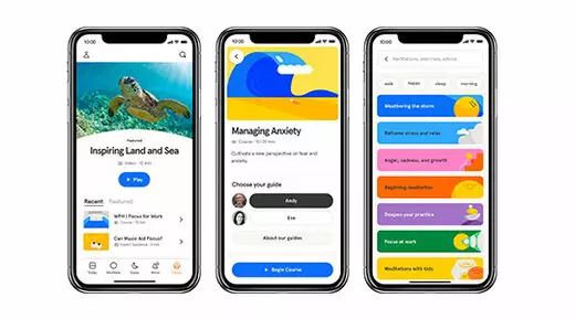 Aplicația Headspace Deschide pe trei smartphone-uri