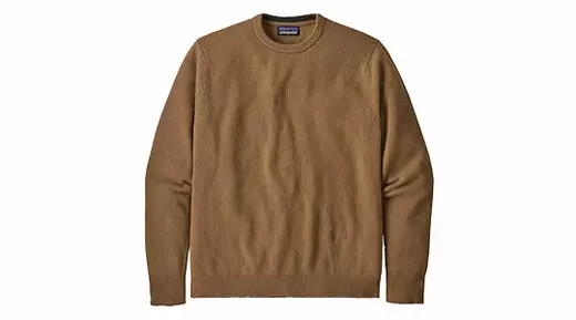 I-Sweater ye-Cashmere Esimeme Kakhulu I-Patagonia Esenziwe Kabusha I-Cashmere Crewneck Sweater insundu ngokusawolintshi kungemuva elimhlophe