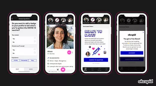 OkCupid Dating app iepen op smartphones mei faksin details op skermen