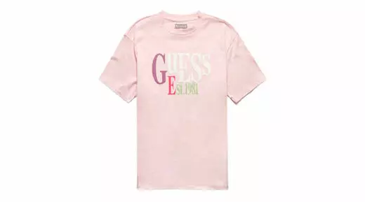 Pastellroosa Guess Oversized Guess Stacked T-särk