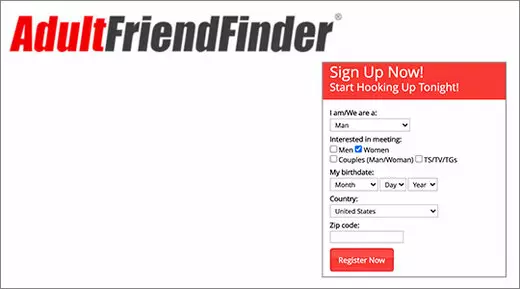 Adult Friend Finder लोगो आणि Adult Friend Finder स्क्रीनशॉट