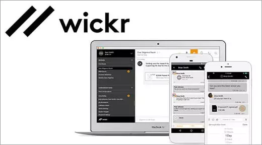 Wickr sexting መተግበሪያ አርማ እና ቅጽበታዊ ገጽ እይታ