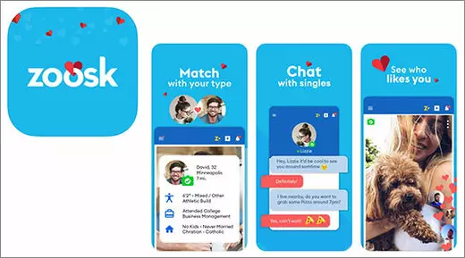 zoosk dating app logo en smartphone screenshots