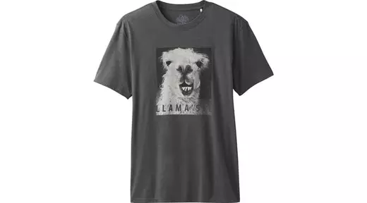 T-Shirt ya prAna Llamaste Journeyman Short-sleeve in Charcoal Heather