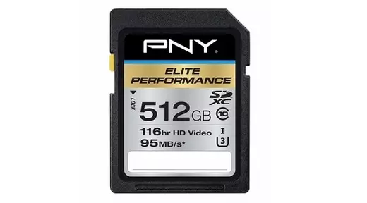 Tarxeta SD PNY Elite Performance de 512 GB