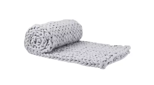 Silk & Snow Knit Weighted Blanket hauv nimbus grey xim