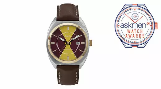 Todd Snyder x Timex Colorblock Milano مع وجه عنابي وأصفر وحزام جلدي بني