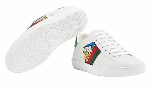 gucci vit sneaker med donald duck face