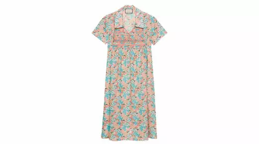 Vestido camisero Gucci floral rosa, azul y blanco