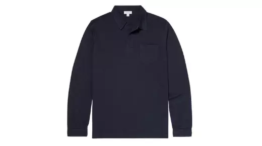 Sunspel Riviera Poloshirt mei lange mouwen