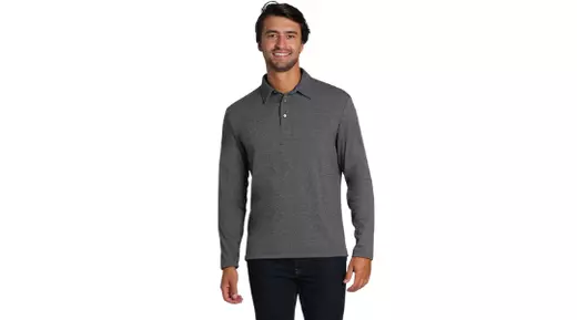 JACHS NY Charcoal Stretch Polo mei lange mouwen